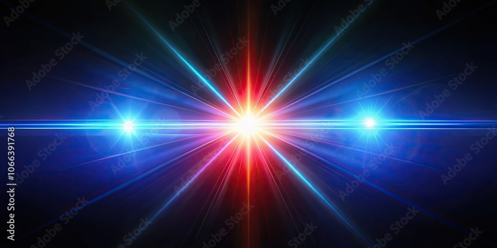 Beautiful glowing police light flares on dark background, glowing ...
