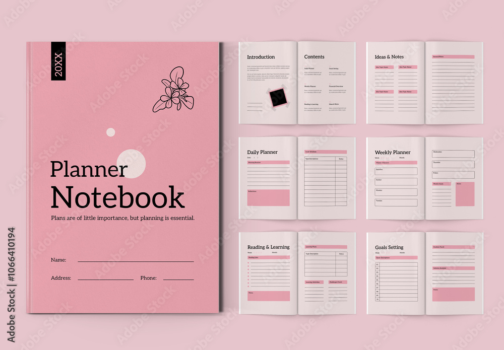Daily Notebook Planner Layout Design Template Stock Template | Adobe Stock