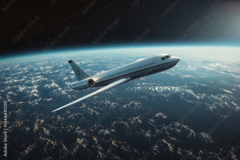 Jet aircraft rising from the side view, symbolizing adventure and ...