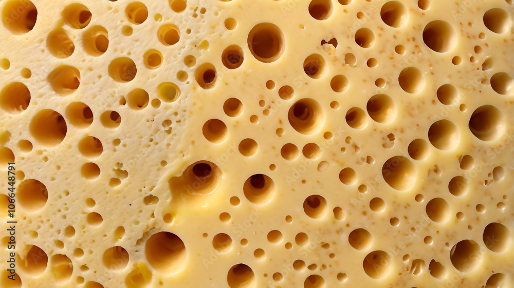 Detailed close-up image of Swiss cheese highlighting its iconic holes ...