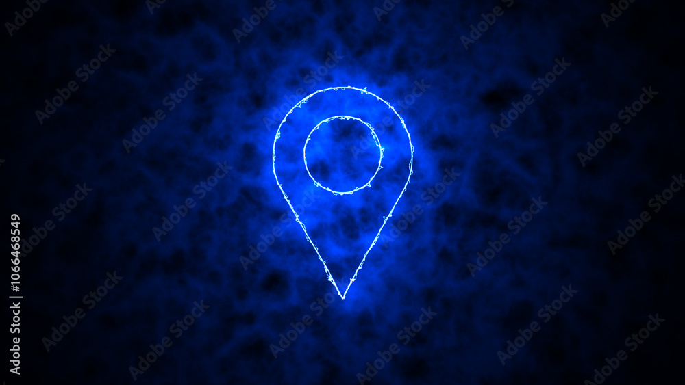 Vibrant Neon Location Icon on Black Background: Bright Colorful GPS ...