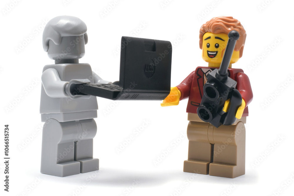 Lego minifigures of AI Creature and developer Stock Photo | Adobe Stock