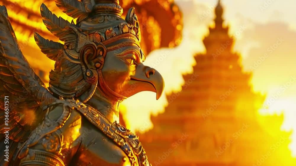 Majestic Garuda bird in ancient Hindu temple Prambanan Stock Video ...