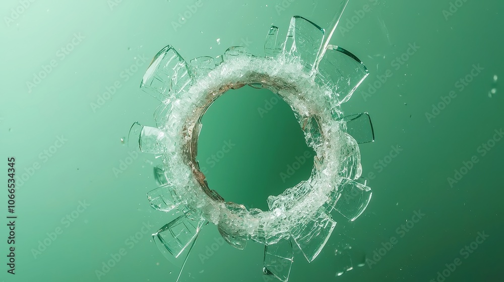 Shattered Glass Impact on Green Screen, dynamic scene of bullet ...