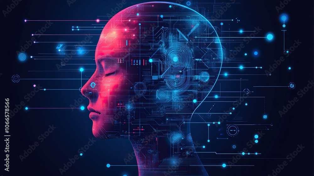 AI or artificial intelligence with the computer brain as a neural ...