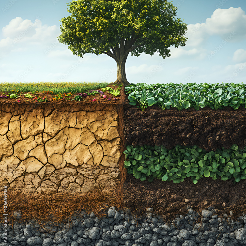 Layers of Soil Illustrated" and "Detailed Soil Profile Cross-Section ...