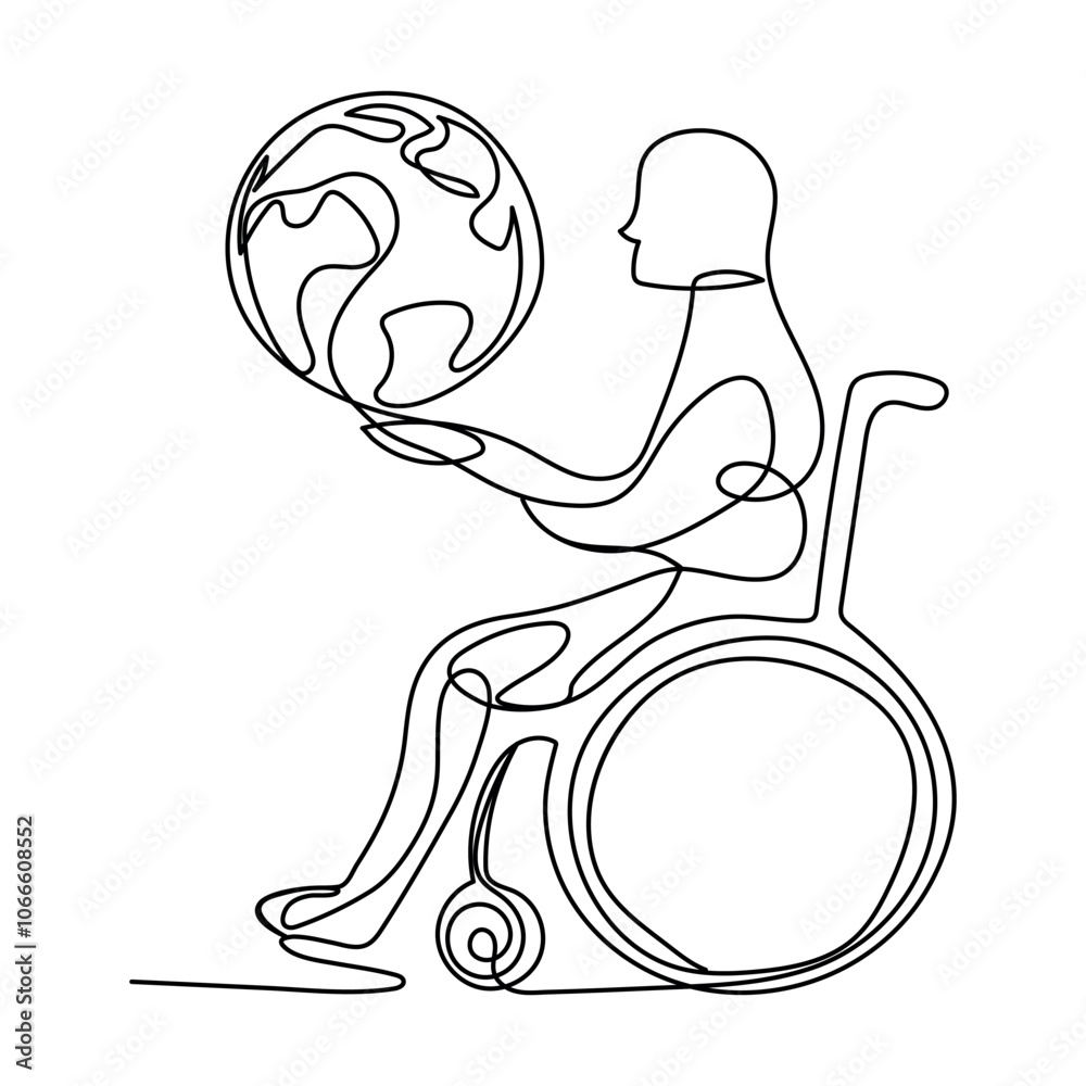 3 December world disability day poster with continuous line black ...