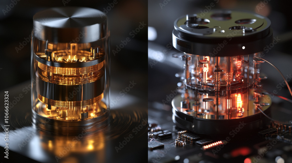 Quantum Accelerometer: Prototype vs. Final Product - 3D Rendering Stock Illustration | Adobe Stock
