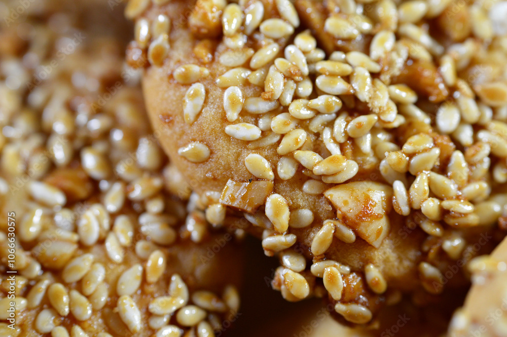 Barazek or barazeq, Syrian cookie with sesame as main ingredient, with ...