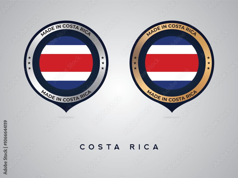 Made in Costa Rica. labels, stickers, pointer, badge and symbol of ...