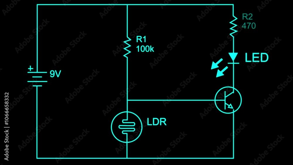Transistor npn schematic use for switch electronic with LED symbol ...