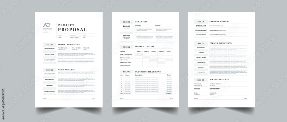 Project proposal and Project Plan layout design with 3 page full ...