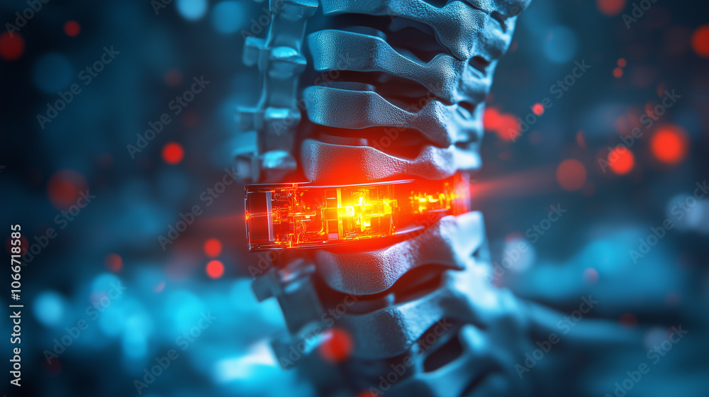 Spinal disc replacement implant between vertebrae Stock Illustration ...