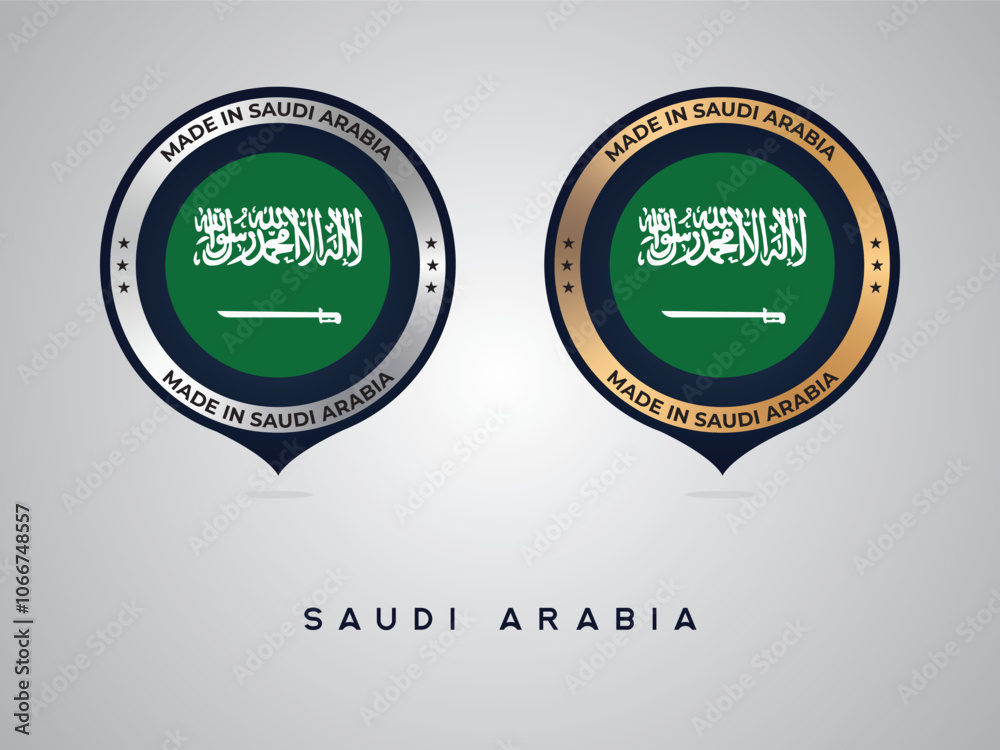 Made in Saudi Arabia. labels, stickers, pointer, badge and symbol of ...