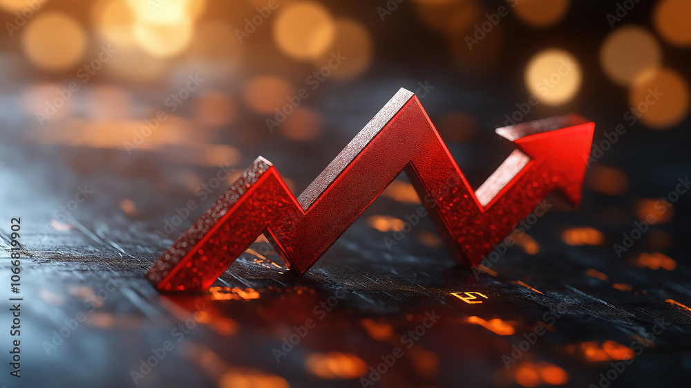 Stock market crash depicted in with a prominent decreasing arrow ...