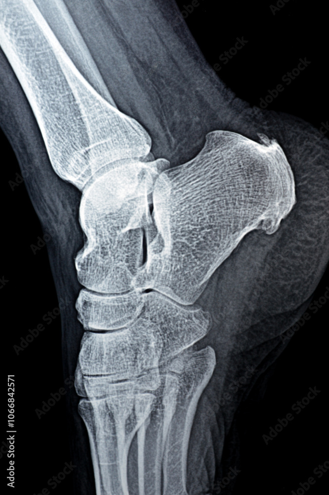 Plain X ray of female patient foot shows calcaneal heel spur, bony ...