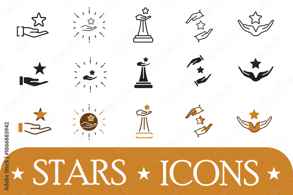 Hand holding star icon set. Vector illustration of core value, business ...