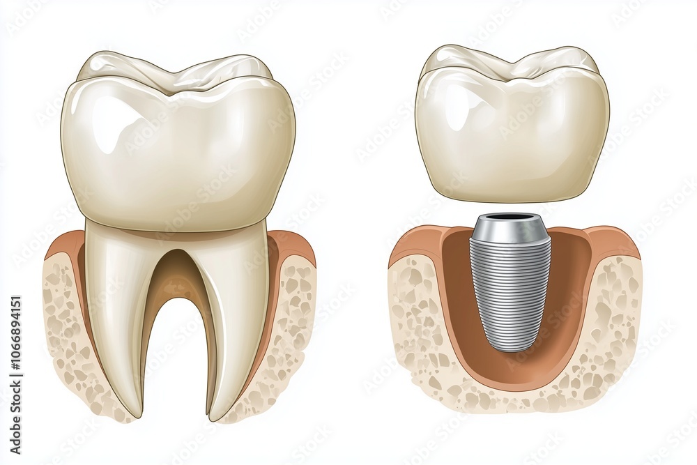 An illustration of a dental crown in two parts, showcasing the ...