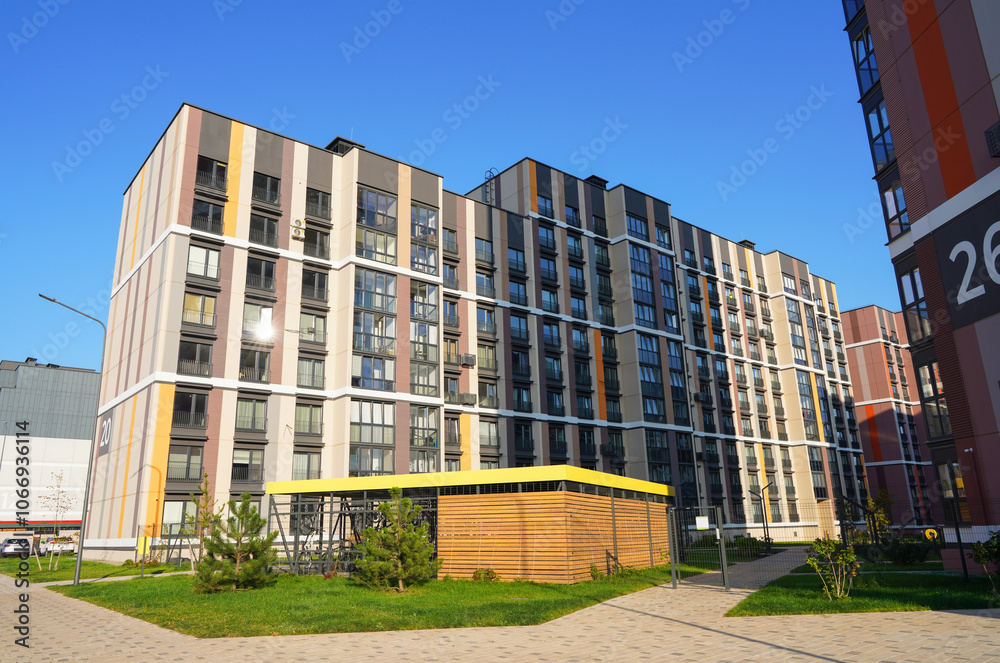 New modern residential architecture. Exterior Of residential building ...