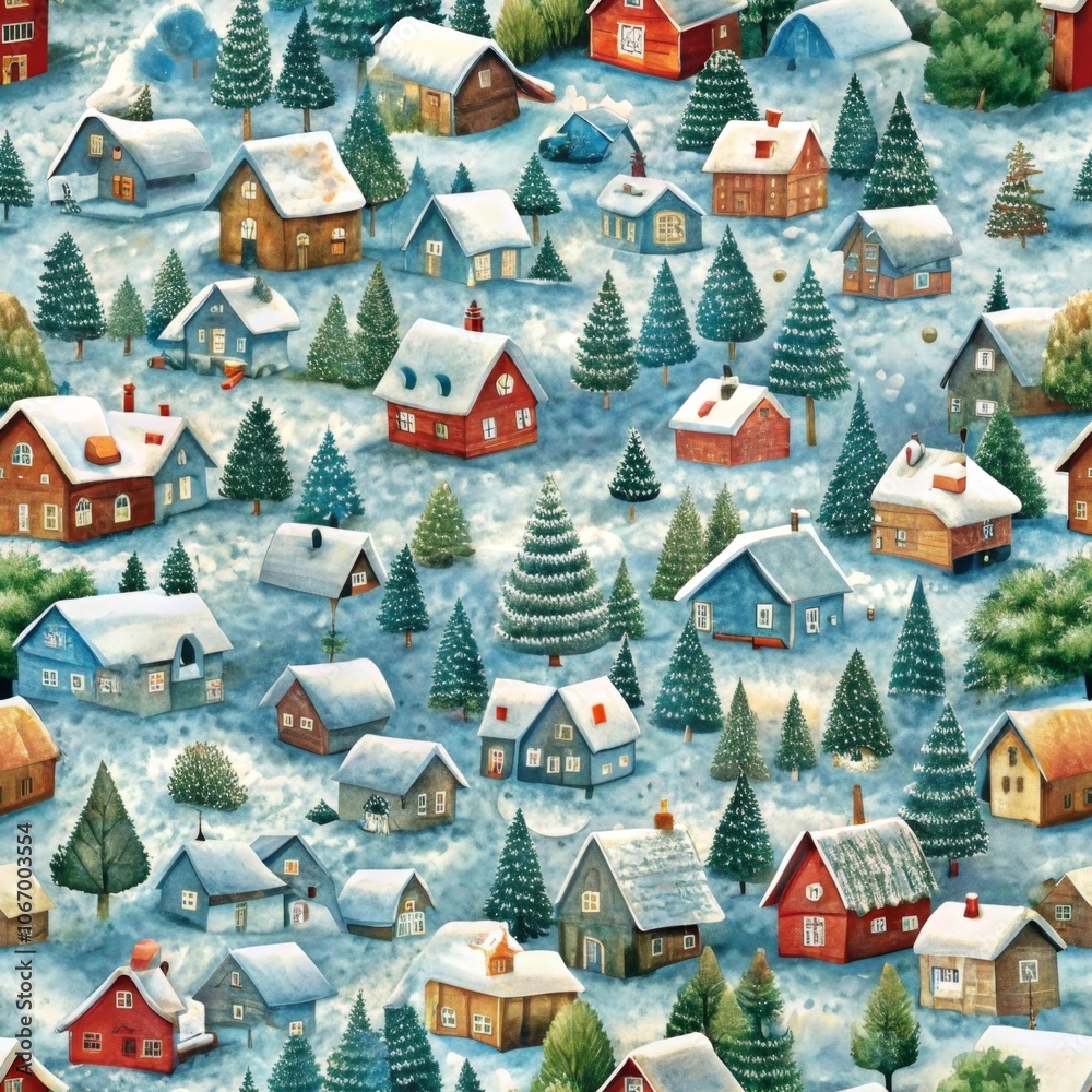 Explore the enchanting seamless pattern of a snow-covered christmas ...