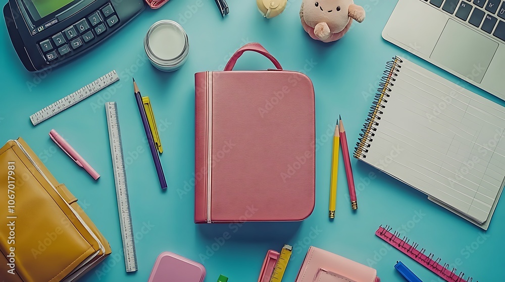 An animated vector design showcasing various school supplies such as ...