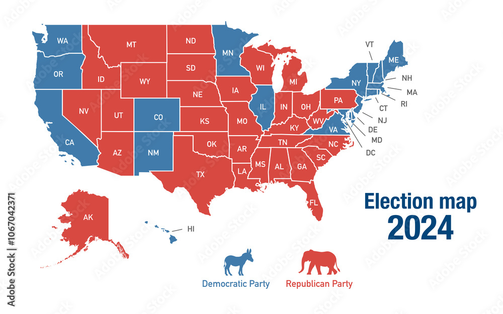 Photo & Art Print Map of 2024 United States presidential election ...