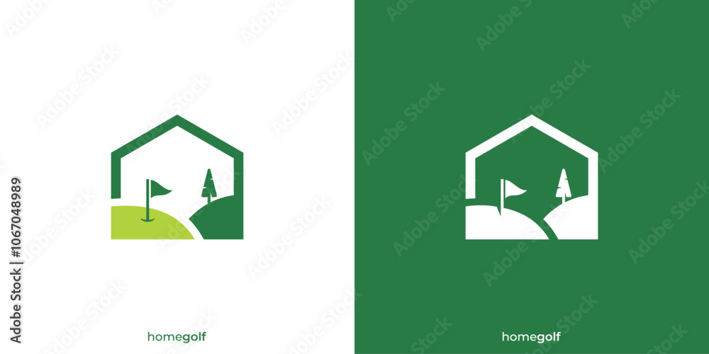 Home Golf Logo. Home, House and Golf Flag with Minimalist Style. Golf ...