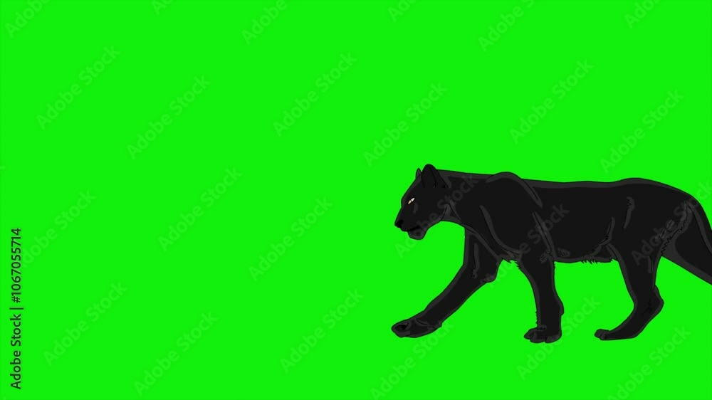 2d Animation Of Black Tiger Walking And Crossing With Green Screen ...
