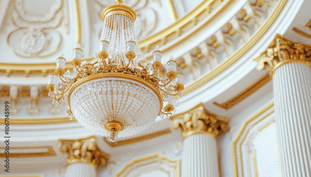 Craftsmen finishing an ornate wooden ceiling in a palace interior ...