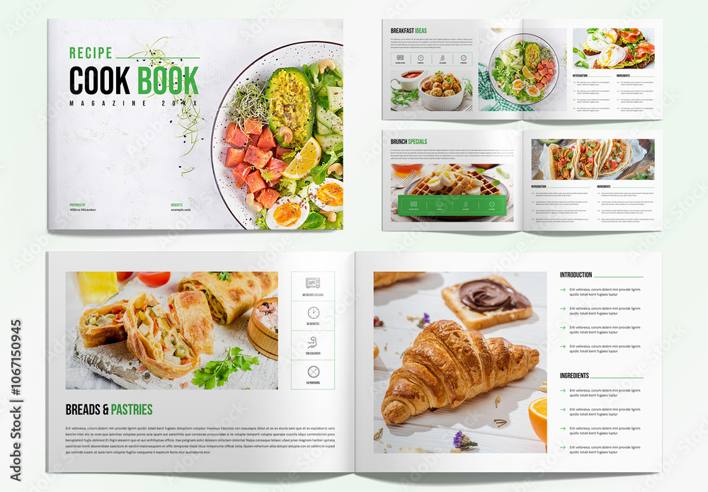 Food & Cooking Magazine Layout Stock Template | Adobe Stock