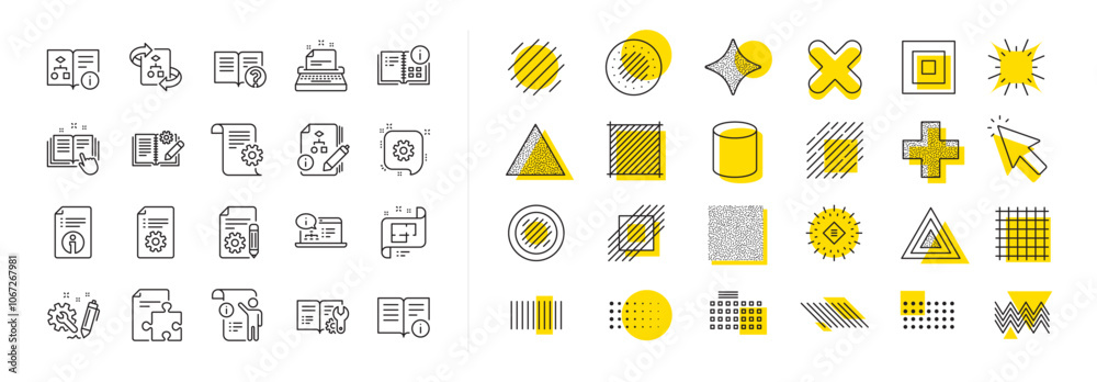 Set of Instruction, Plan and Manual icons. Design shape elements ...