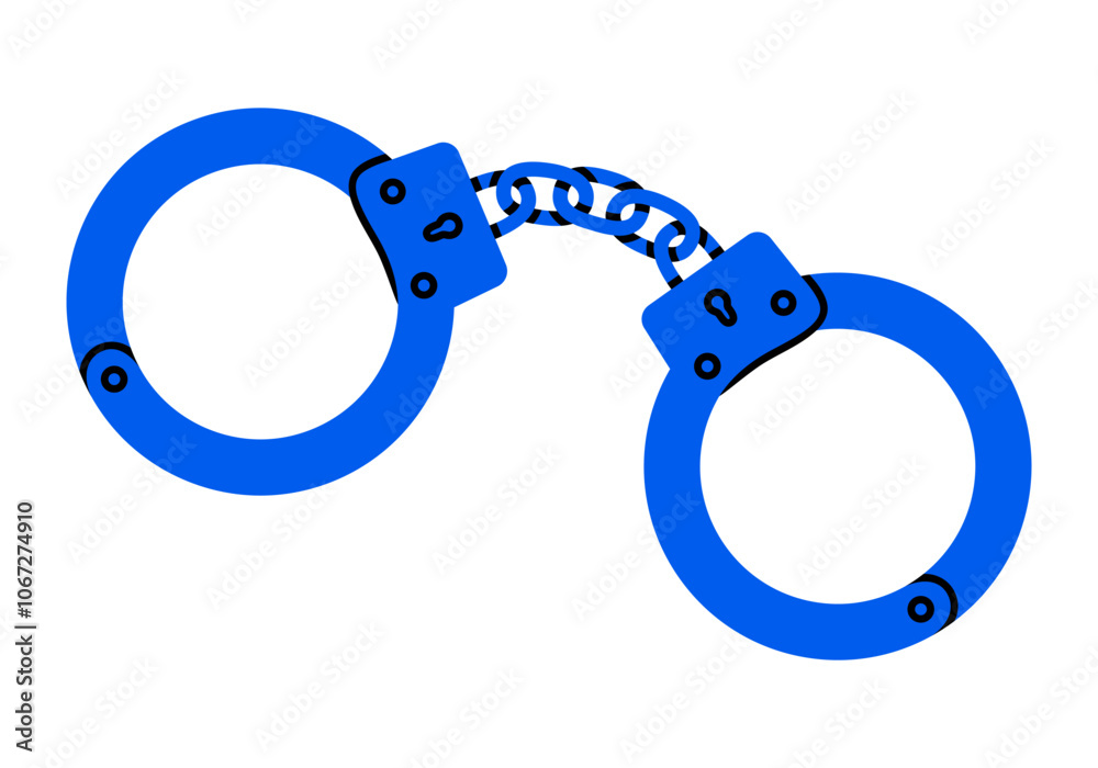 Poster Hand drawn cute cartoon illustration of handcuffs – Wall Art ...