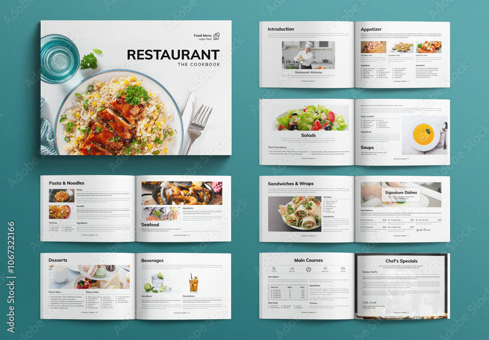Cookbook Food Manu Template Design Layout Landscape Stock Template ...