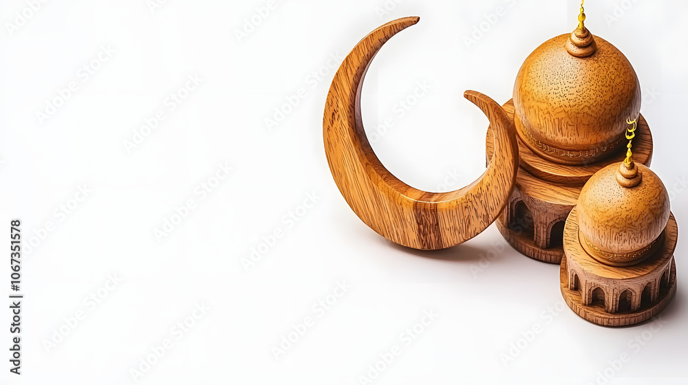 Crescent and Dome: The crescent moon cradles a mosque dome—the timeless ...