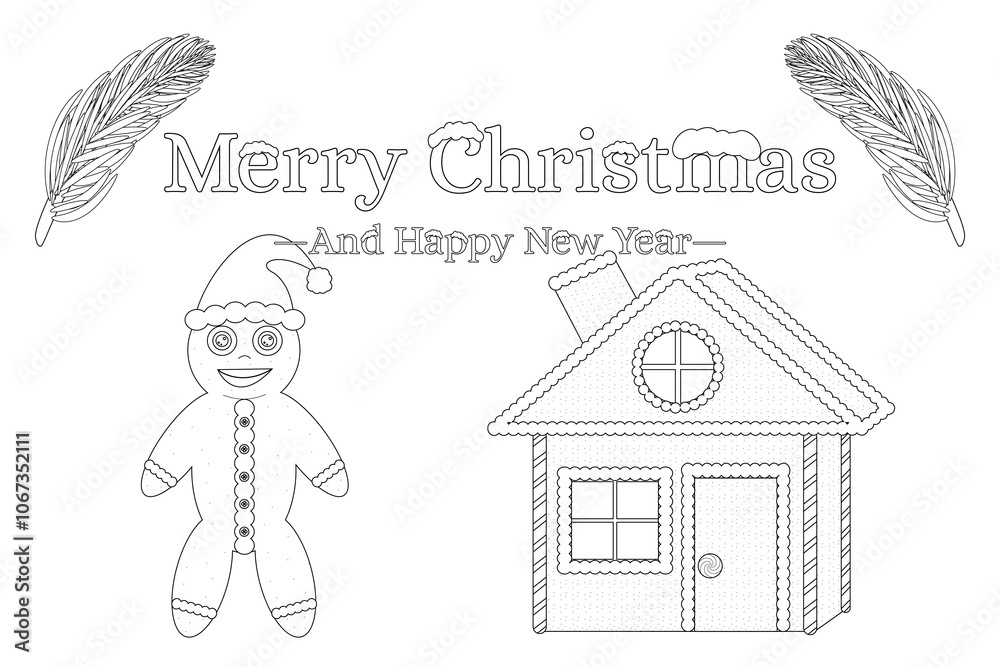Fun Christmas coloring page featuring a gingerbread man, house, and ...