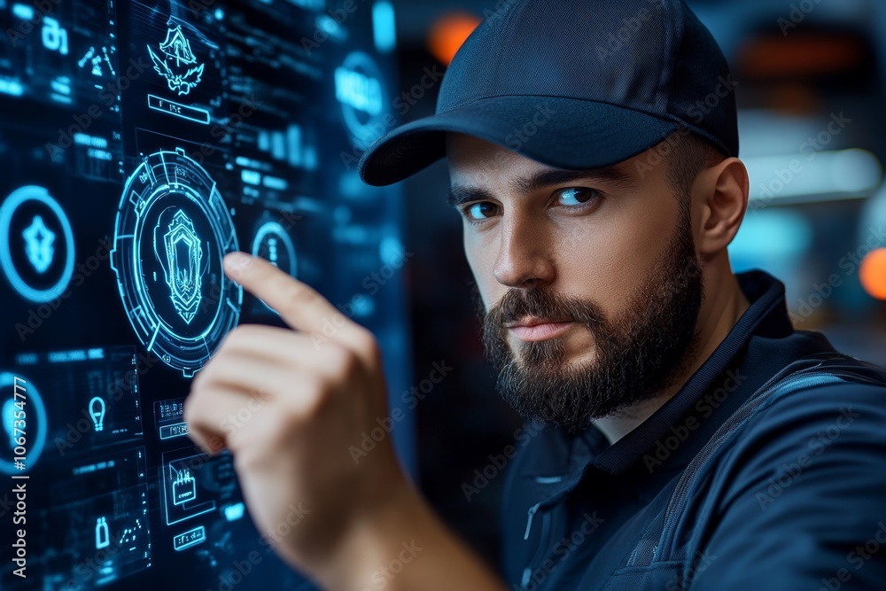 A digital tribute to soldiers displayed on holographic screens, with ...