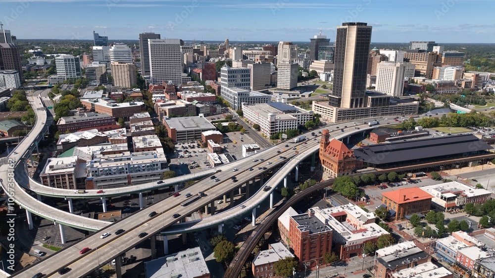 Richmond, VA city skyline beautiful calm streets office buildings ...