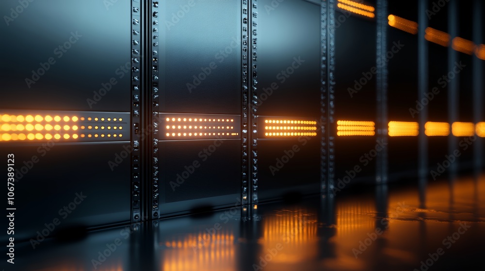 Servers in a data center, exploring network technology, cloud computing ...