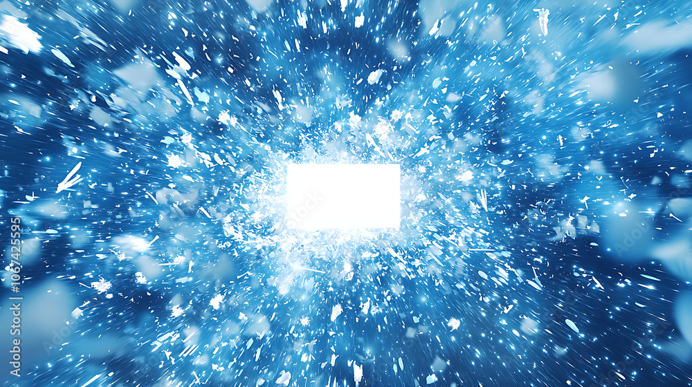 A radiant blue light explosion with dynamic electric sparks radiating ...