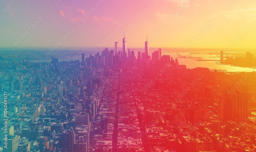 Heatmap of a city's air quality, with vibrant colors showing areas of ...