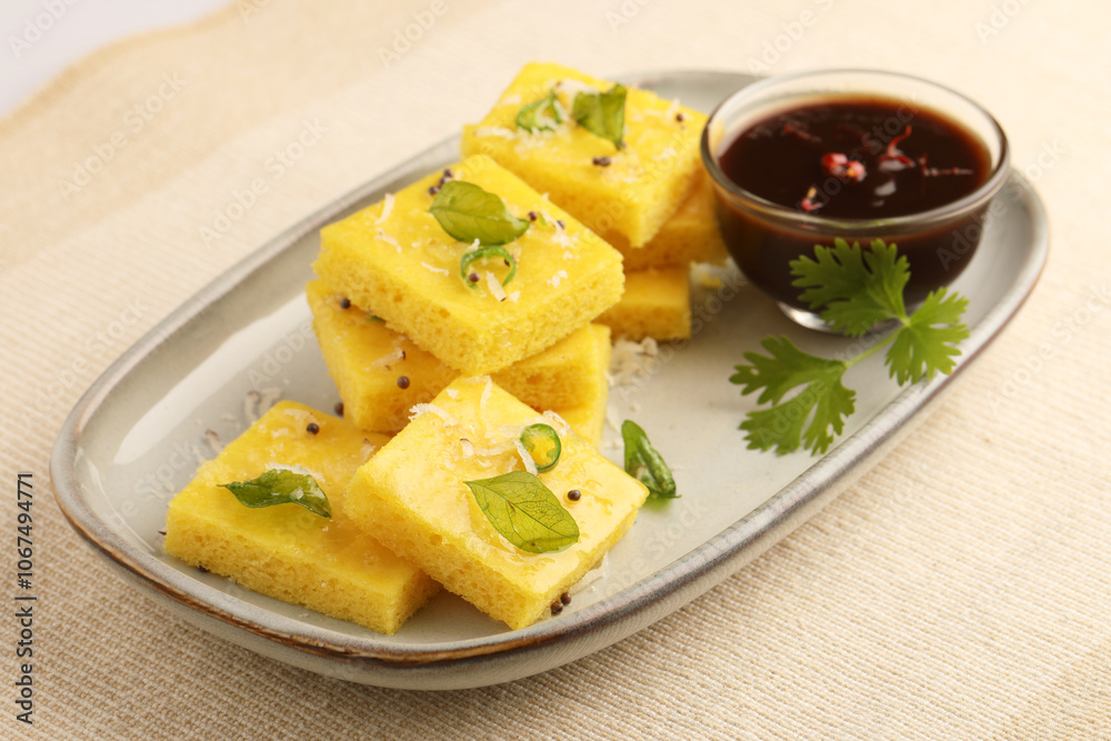 Dhokla, savoury sponge dish that is native to the Indian state of ...