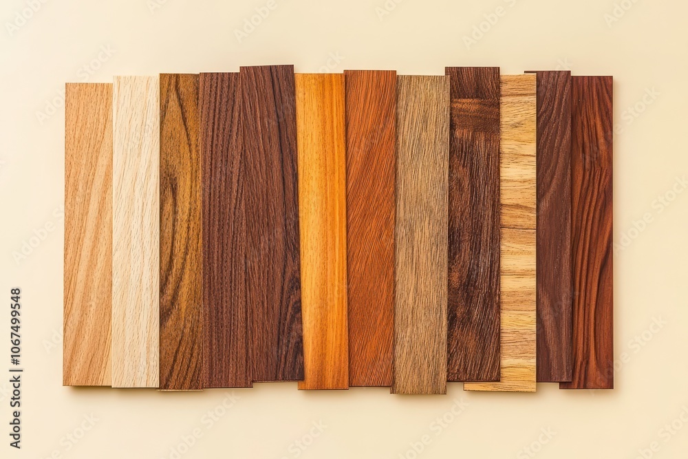 Samples of engineered hardwood or laminate flooring in different wood ...