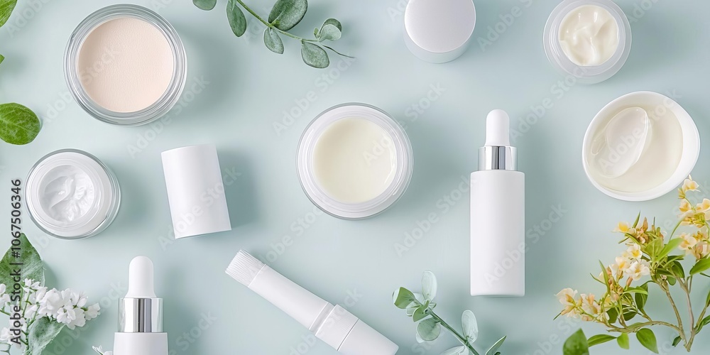 Multi-step skincare process displayed with labeled products, neat ...