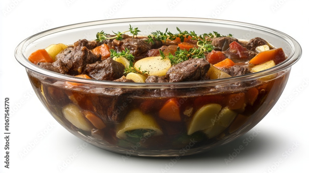 Hearty Beef Bourguignon Stew, a cross-section view showcasing tender ...