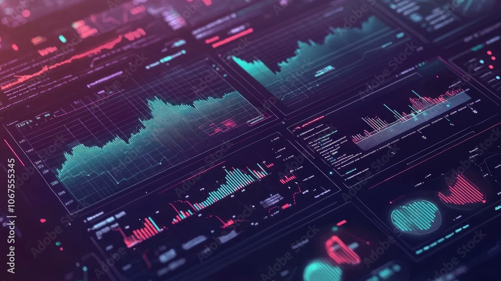 Stock tracking system flat design top view technology theme animation ...