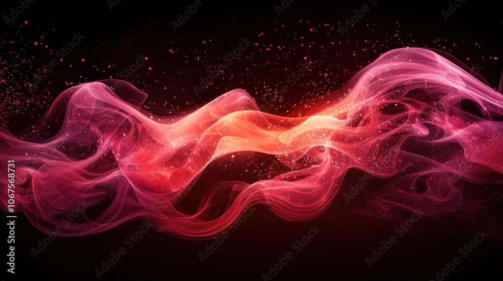 Dense crimson smoke billowing through darkness, rich blood-red wisps ...