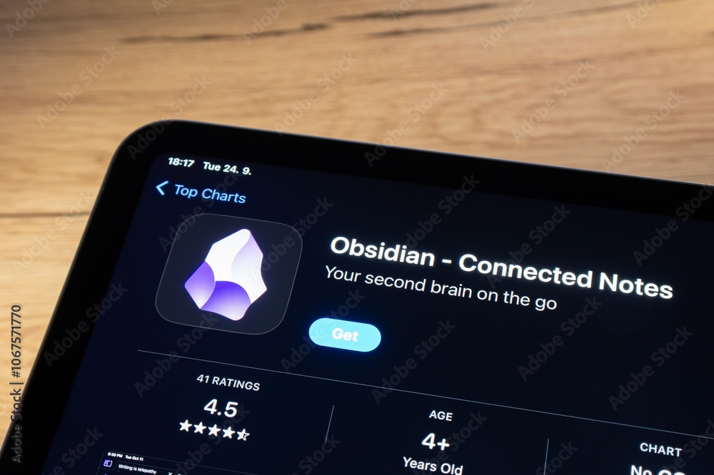 App store with Obsidian Connected Notes note-taking app to be installed ...