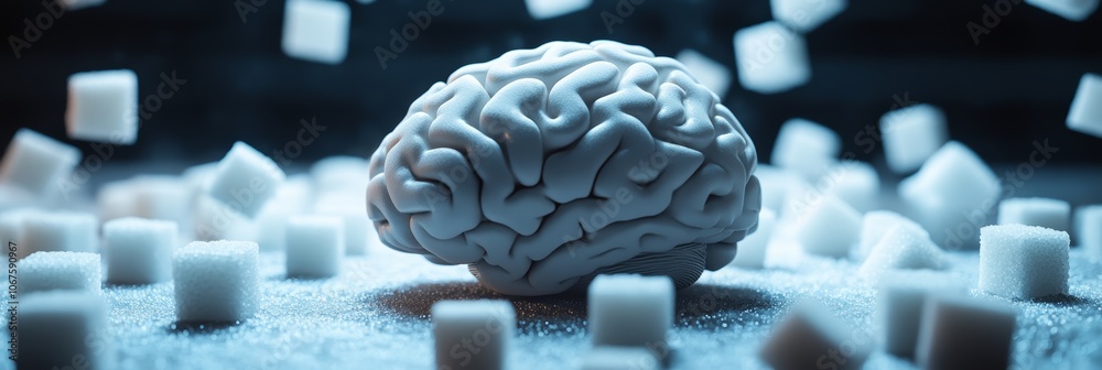 Dramatic image showing the impact of sugar on the brain, with sugar ...
