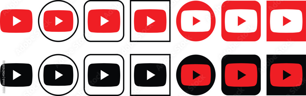 YouTube logo icon design in flat line set. editorial vector for apps or ...