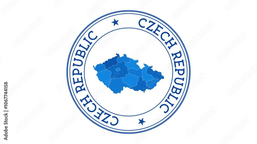 Czech Republic intro. Badge with the circular name and map of country ...